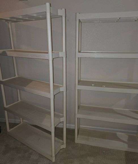 Two White Plastic Shelving Units, 39″ x 12″ x 72″ - Metzger Property ...