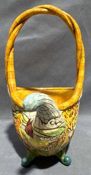 Jim Shore ‘Basket of Plenty’ with Five Carved Fruit Figures 8″ x 7.5 ...