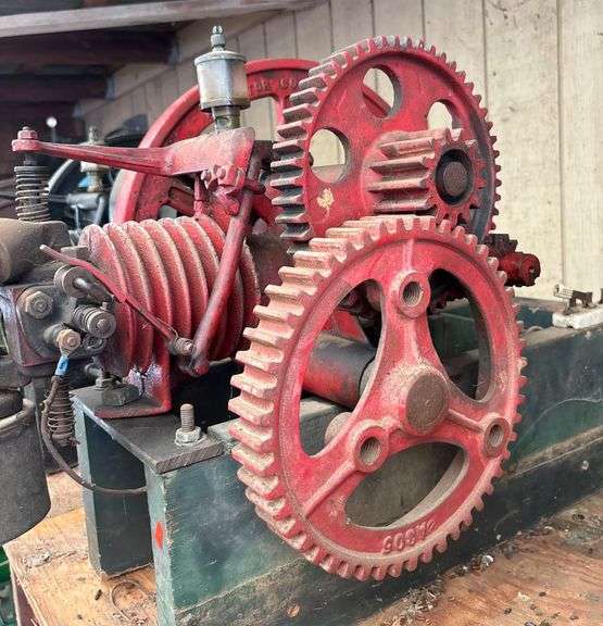 Red and Green Flywheel Gas Engine with Gear Assembly - Metzger Property ...