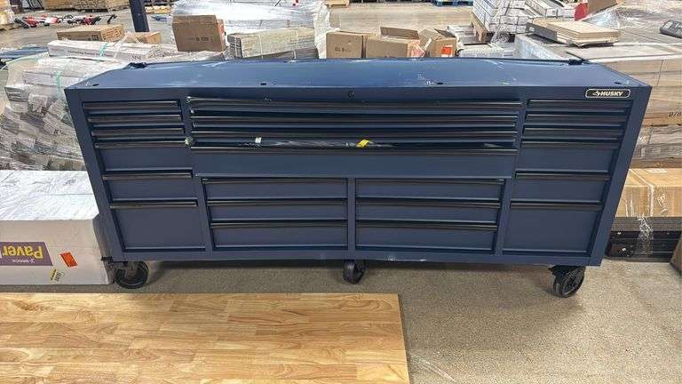 Husky Tool Storage Heavy Duty 84 in. W x 24 in. D Matte Blue Mobile ...