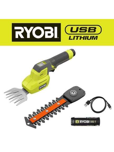 RYOBI - USB Lithium Shear Shrubber Kit with 2.0 Ah USB Lithium Battery ...