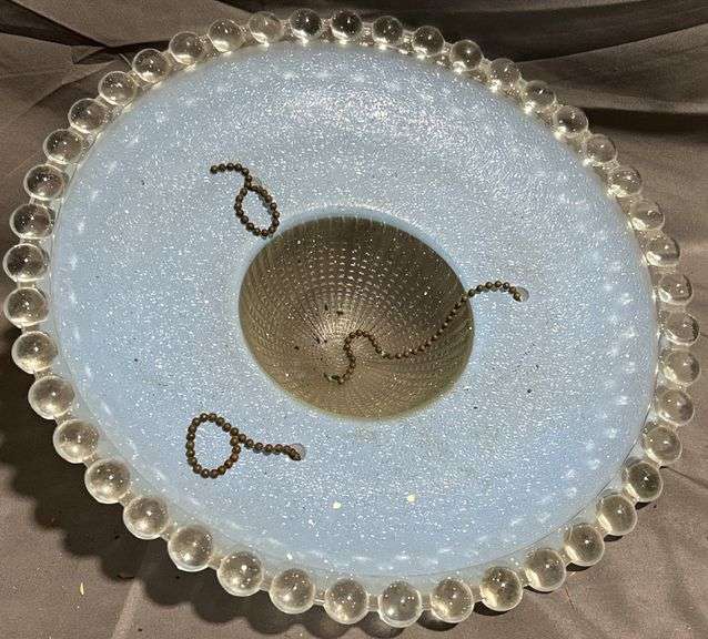 Art Deco Frosted Glass Ceiling Fixture with Beaded Rim - Metzger ...