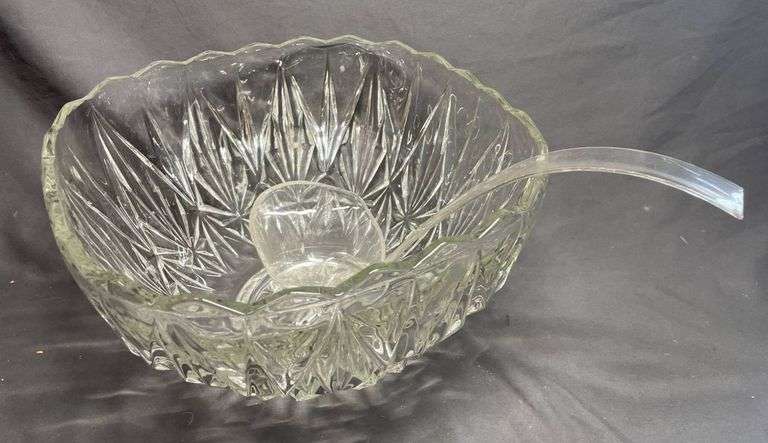 Cut Glass Punch Bowl with Matching Ladle - Metzger Property Services, LLC