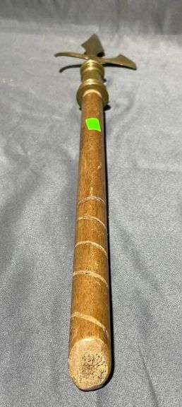 Brass-Tone Final Decorative Battle Axe on Wood Shaft, 22” - Metzger ...