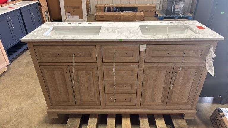 Home Decorators Collection Doveton 60 in. Double Sink Freestanding ...