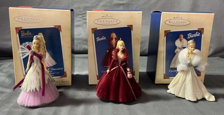 3 Hallmark Keepsake Celebration Barbie Ornaments (2001, 2002, 2003 ...