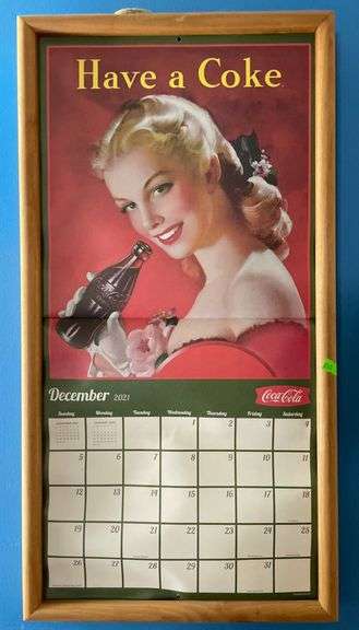Framed ‘Have a Coke’ Coca-Cola Calendar Poster with Wooden Frame, 2021 ...