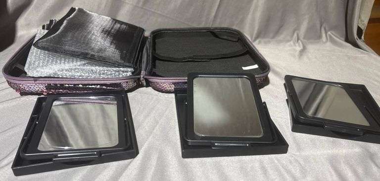 Mary Kay Purple Sequin Carrying Case with Makeup Organizers and Mirrors ...