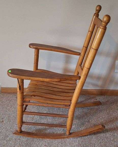 Rocking Chair with Slatted Back and Seat - Metzger Property Services, LLC