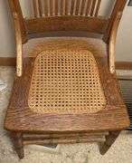 Carved Cane Bottom Chair with Turned Spindle Backrest - Metzger ...