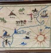 Framed Embroidered Map of Colonial America, 1684–1730 - Metzger ...
