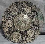 Sterling Silver Chinese Filigree Plate with Floral and Dragon Motif ...