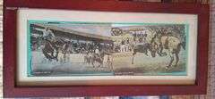 4 Framed Western Rodeo Post cards Featuring Horse Riders in 2 frames ...