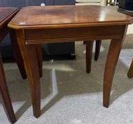 (2) Square Mahogany Veneer Side Tables with Tapered Legs - Metzger ...