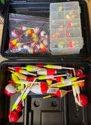 Fishing Floats, Bobbers, and Tackle in Plastic Storage Box - Metzger ...