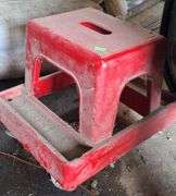 Red Plastic Step Stool with Casters - Metzger Property Services, LLC