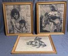 Three Framed Ink Drawings Signed by Artists, Various Sizes - Metzger ...