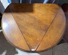 Round Two-Tier Side Table with Triangular Shelf and Cabriole Legs ...