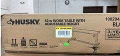 Husky 62 in. W x 24 in. D Adjustable Height Black Workbench Table with ...