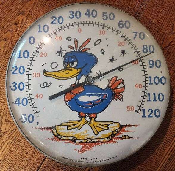 Ohio Thermometer Co. 12″ Round Metal Thermometer with Duck Illustration ...