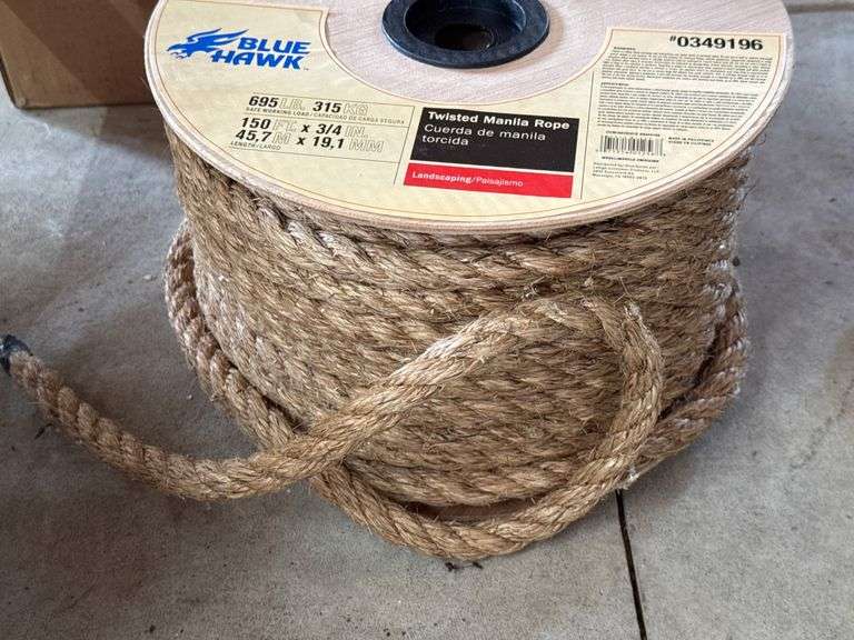Blue Hawk Twisted Manila Rope on Spool, 3/4 in. x 150 ft. - Metzger ...