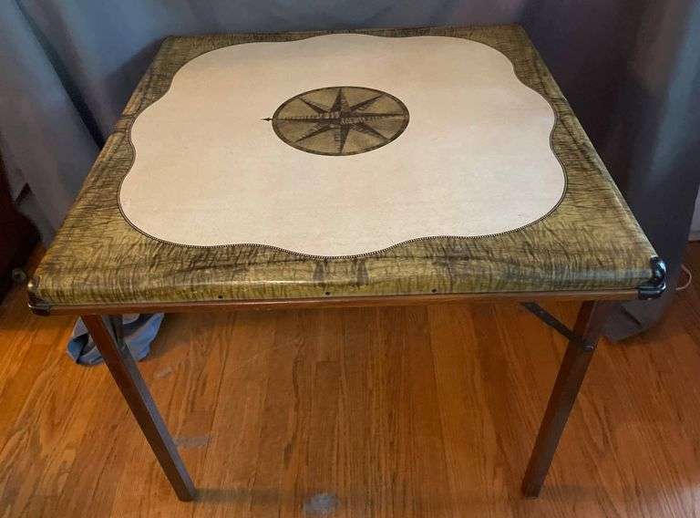 Shwayder Bros. Inc. Folding Card Table with Compass Rose Design 32” - Metzger Property Services, LLC