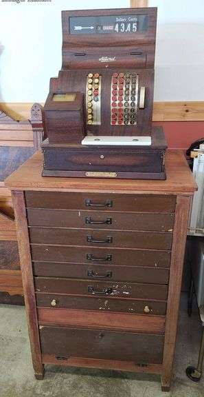 National Cash Register Co. Brass and Wood Cash Register with Multi ...