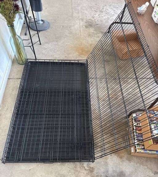 Black Metal Wire Pet Crate with Removable Plastic Tray, 48x30x32 ...