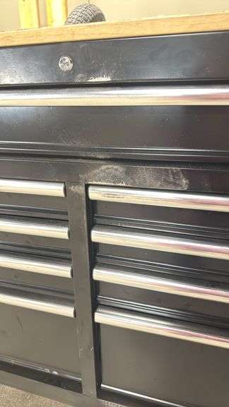 Husky Tool Storage 46 in. W x 18 in. D 9-Drawer Mobile Workbench ...