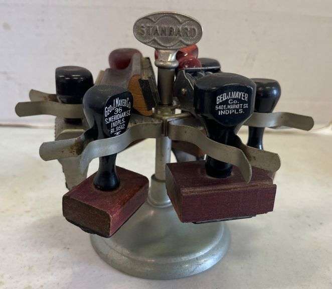 Metal Rotary Stamp Holder with 7 Rubber Stamps - Metzger Property ...