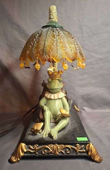Sterling Industries Frog Table Lamp with Crown and Leaf Motif Shade 6 ...