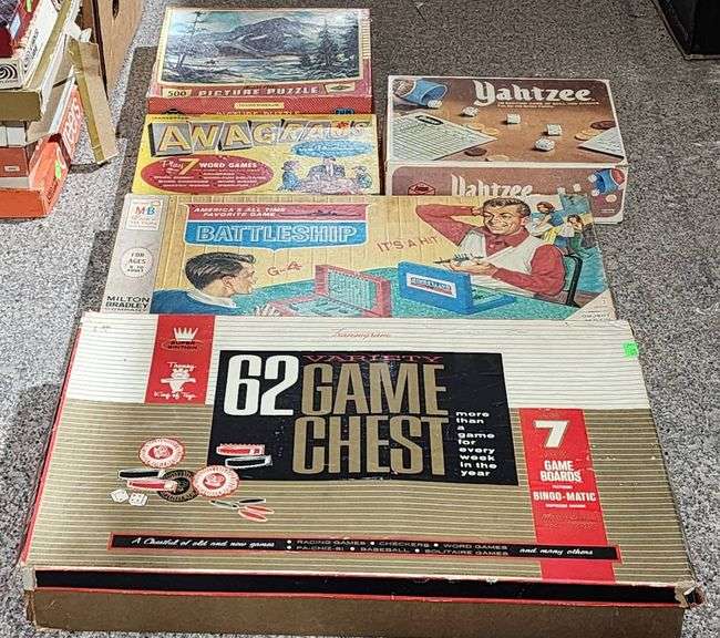 Board Games and Puzzle Collection Featuring Battleship, Yahtzee ...