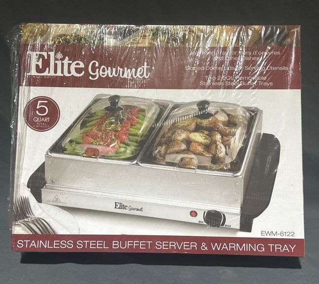 Elite Gourmet Stainless Steel Buffet Server and Warming Tray, 5-Quart ...