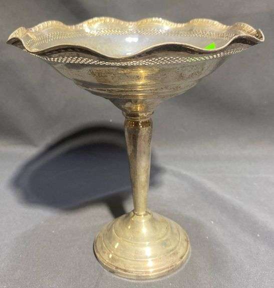 Sterling Pedestal Compote with Scalloped Rim & Weighted Bottom, 6”Wx6”H ...