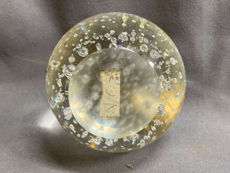 Glass Sphere Paperweight With Encased Bubbles, 3”H - Metzger Property ...