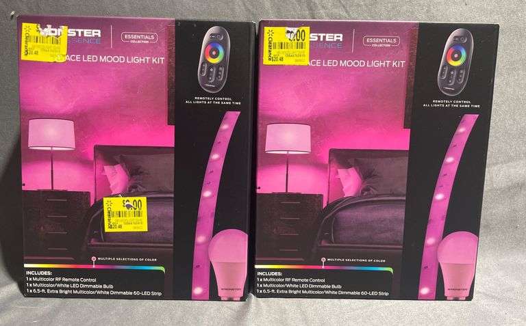 Two Monster IlluminEssence Multicolor LED Mood Light Kits with Remote ...