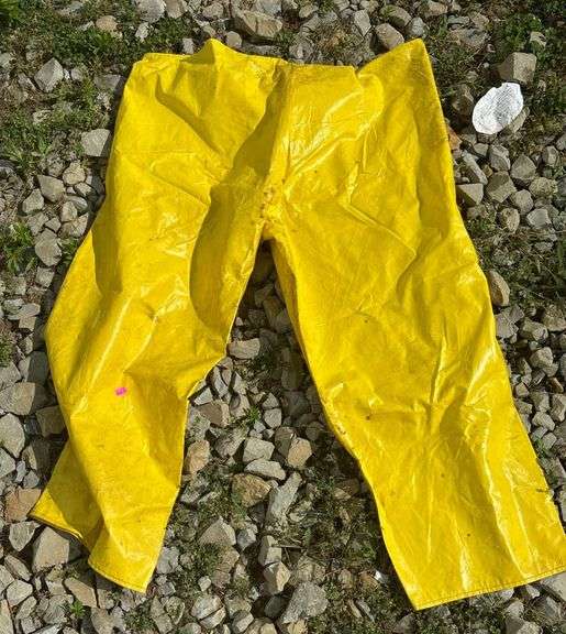 Blue Polyethylene Tarp and Yellow Protective Pants, Unknown size ...