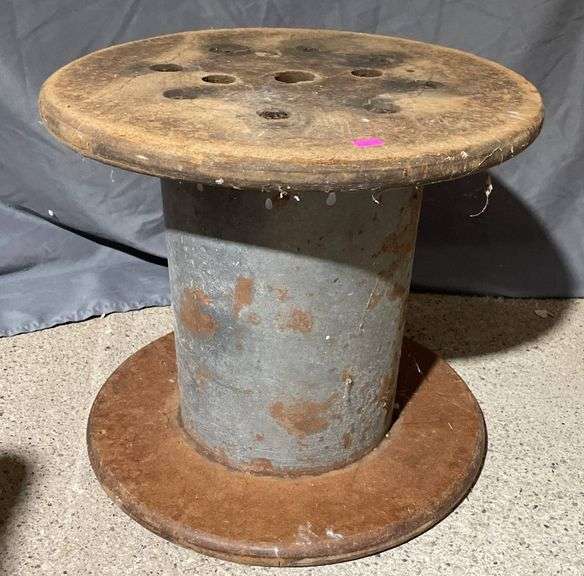 Industrial Spool with Metal Cylinder Core and Round Wood Ends 14”x16 ...