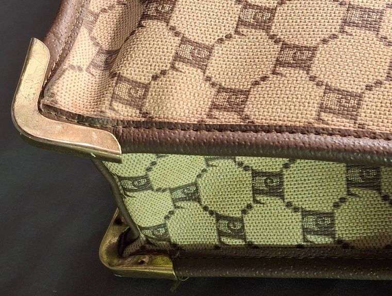 Monogram Canvas and Leather Briefcase with Metal Accents - Metzger ...