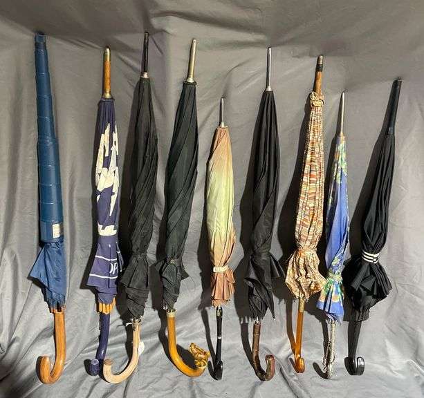 Nine Umbrellas with Various Handles and Designs - Metzger Property ...