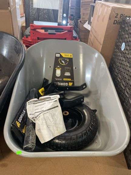 Gorilla 6 cu. ft. PRO Heavy-Duty Steel Tub Wheelbarrow, Steel Braces ...