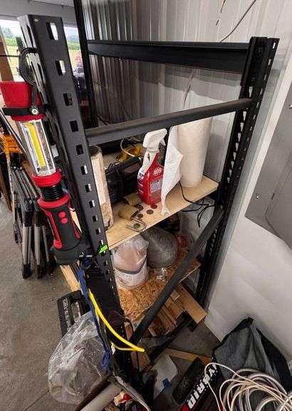 Metal Shelving Unit with Wood Panels (Contents on Shelving Not Included ...