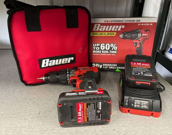 Bauer 20V Brushless 1/2-In. Drill/Driver with Battery, Charger, and Bag ...