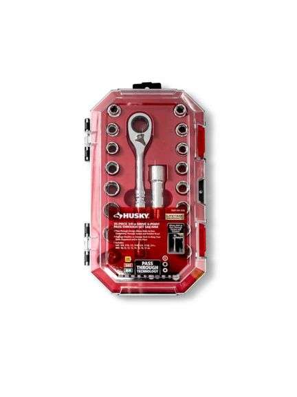 HUSKY - 3/8 in. Drive 6-Point Pass-Thru Ratchet and Socket Set (35 ...