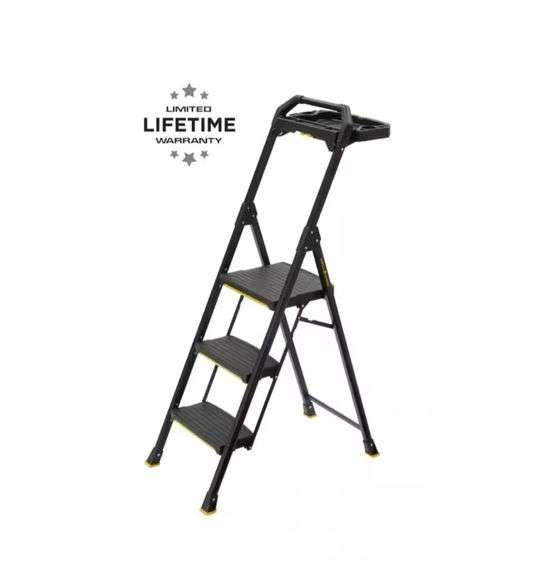 Gorilla Ladders 3-Step Pro-Grade Steel Step Stool Project Ladder, 300 ...