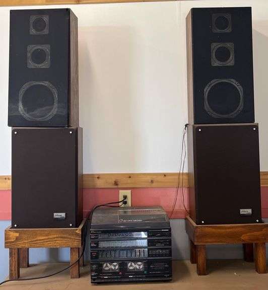 2 Zenith Allegro 2500 Speakers and Sylvania Stereo System with Belt ...