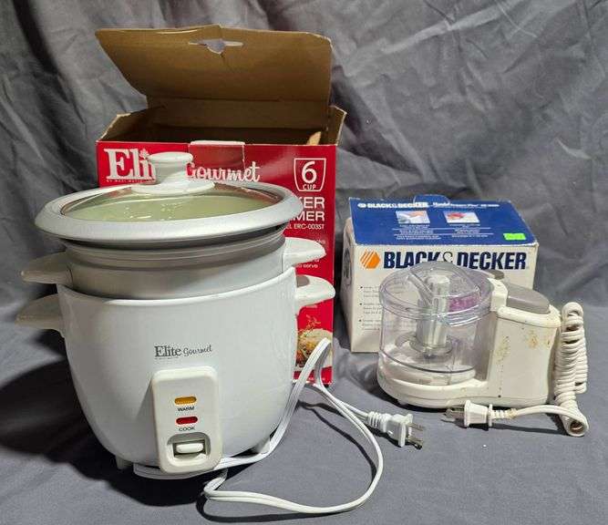 Elite Gourmet Rice Cooker with Food Steamer and Black & Decker Handy ...