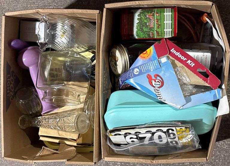 Household Items Inc. Glassware, Decorative Tins, and Recipe Collection ...