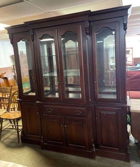 Glass Front, Lighted Hutch with Storage and Keyhole Design 74”x22”x80 ...