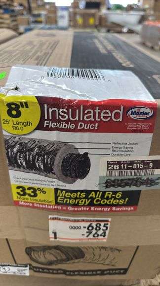 Master Flow 8 in. x 25 ft. Insulated Flexible Duct R6 Silver Jacket ...